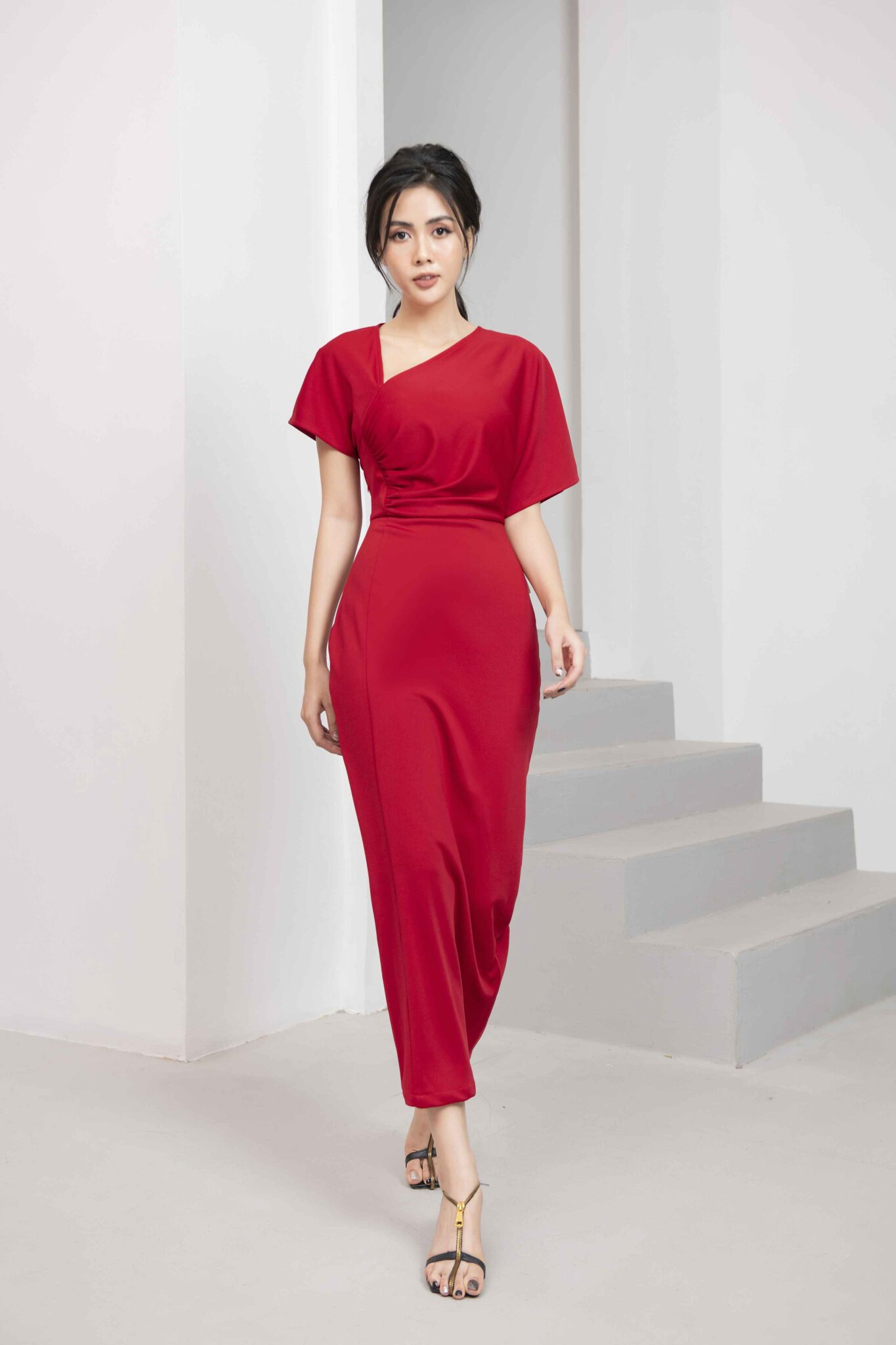 Váy đầm nữ dáng ôm body thiết kế lệch vai Gemmi Fashion, DK8466 - GEMMI