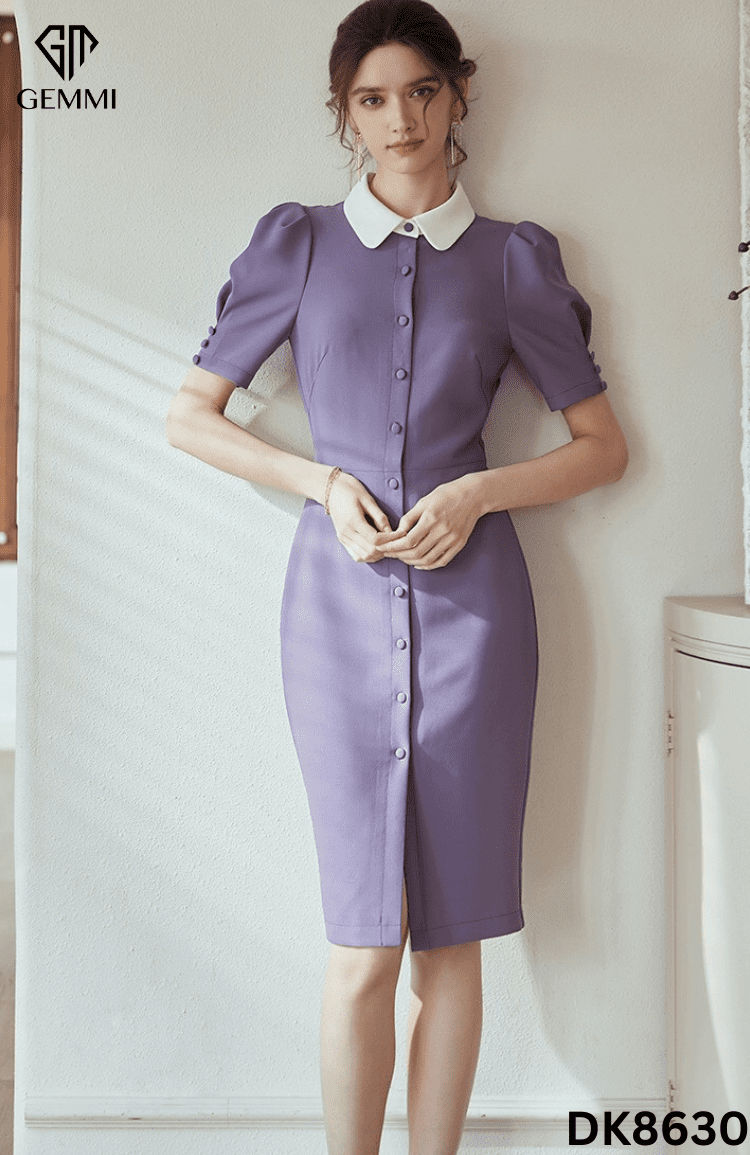 Đầm công sở cổ sen cao cấp GEMMI Fashion, DK8630 - GEMMI