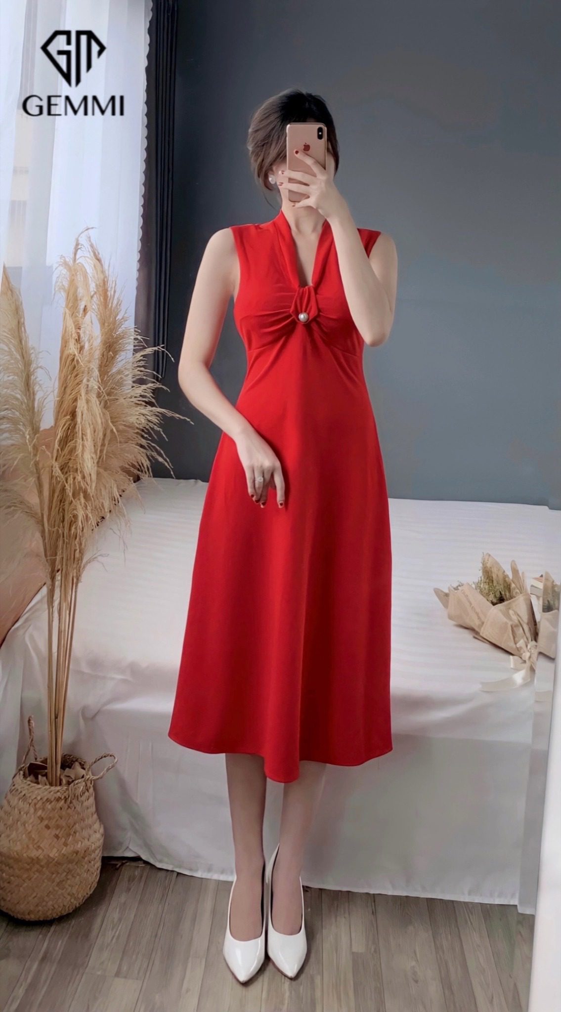 Đầm đỏ hàng Sale lẻ size DK8507 - GEMMI